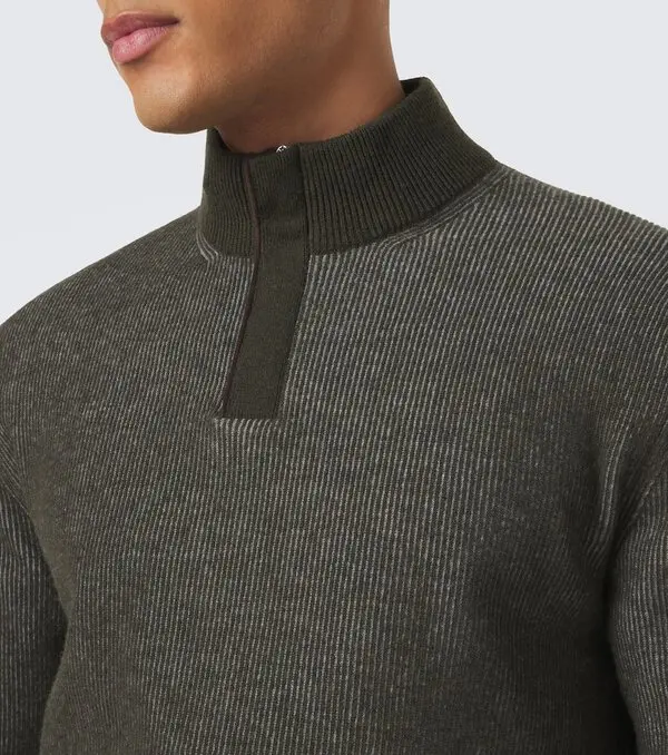 SLOWEAR Ribbed-knit Virgin Wool Half-zip Sweater