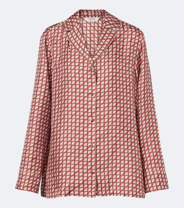 Max Mara Printed Silk Twill Pajama Shirt
