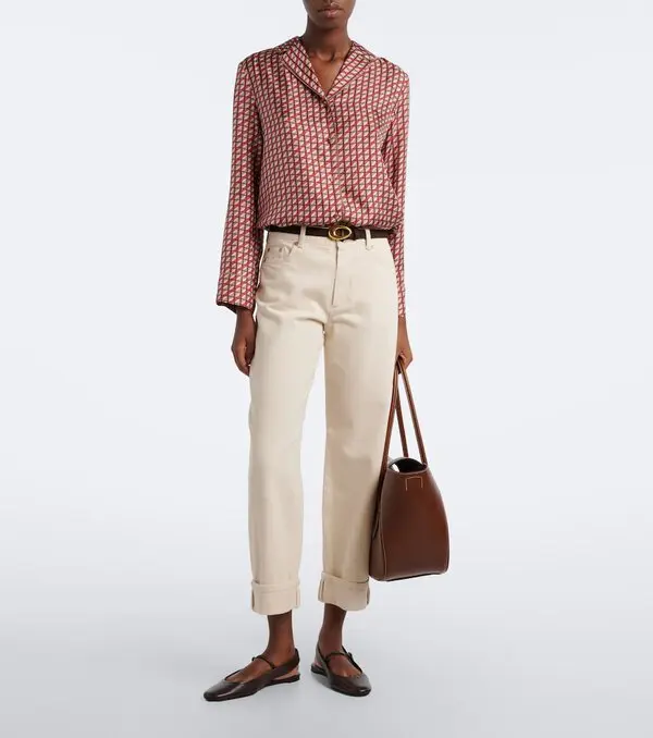 Max Mara Printed Silk Twill Pajama Shirt