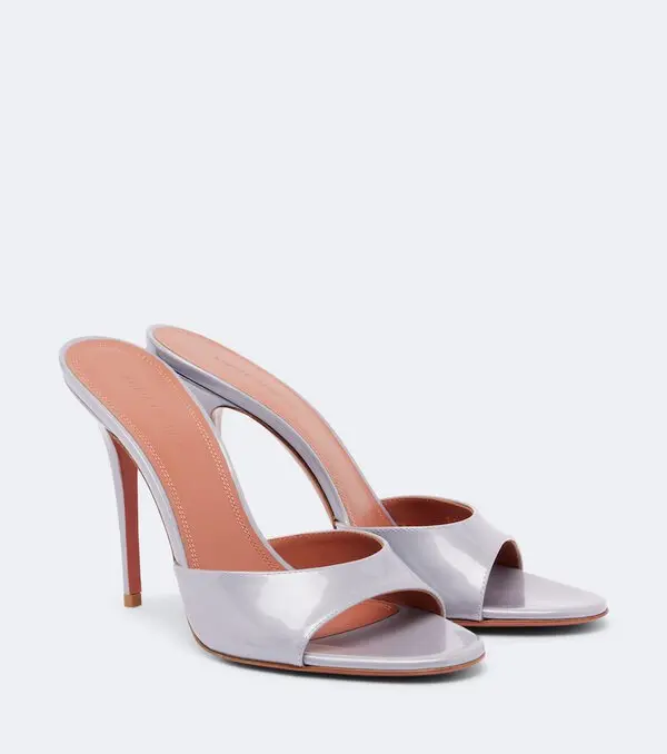 Amina Muaddi Elodie Patent Leather Mules