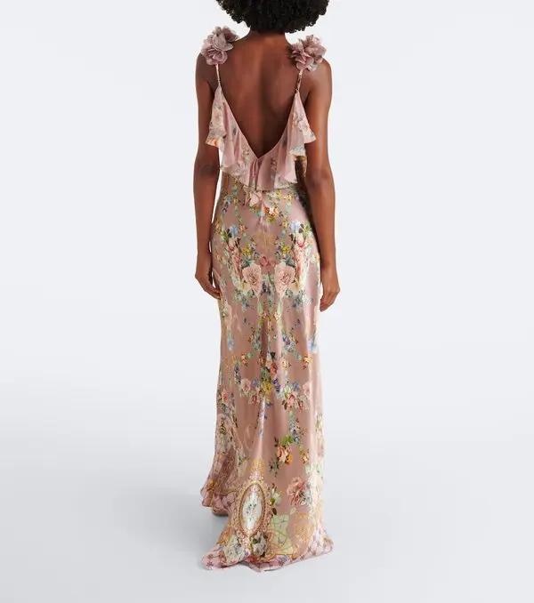Camilla Floral Silk Satin Slip Dress - Multicoloured