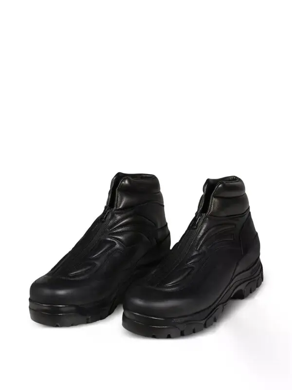 AKME Front-zip Panelled Biker Boots