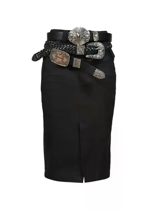 MARKGONG Triple-belted Pencil Midi Skirt