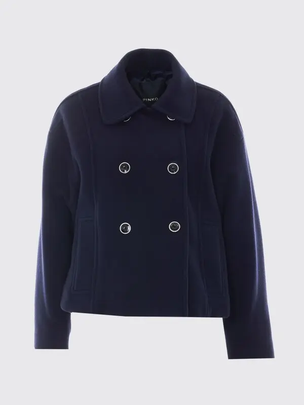Pinko Double-breasted Wool-blend Peacoat With Dropped Shoulders - Blue