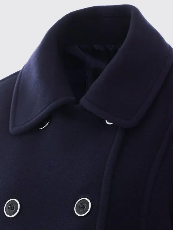 Pinko Double-breasted Wool-blend Peacoat With Dropped Shoulders - Blue