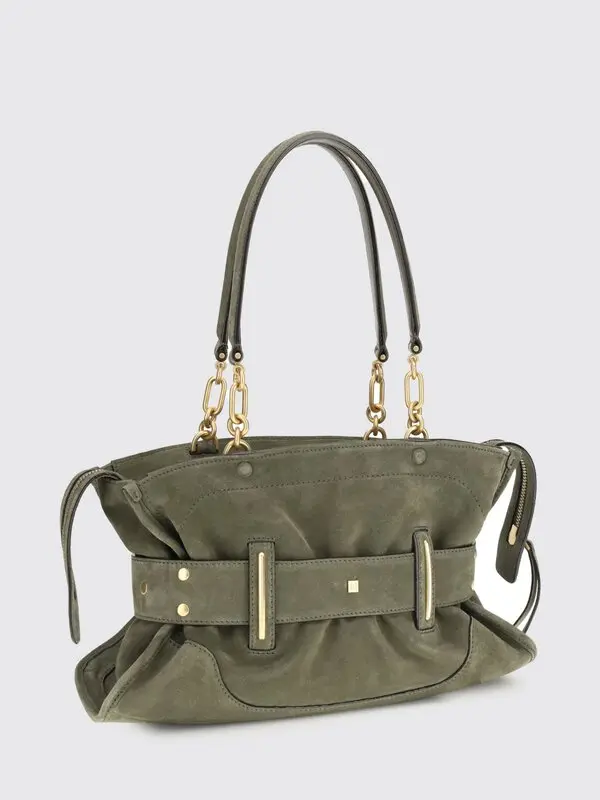 Balmain Anthem Suede Bag - Olive