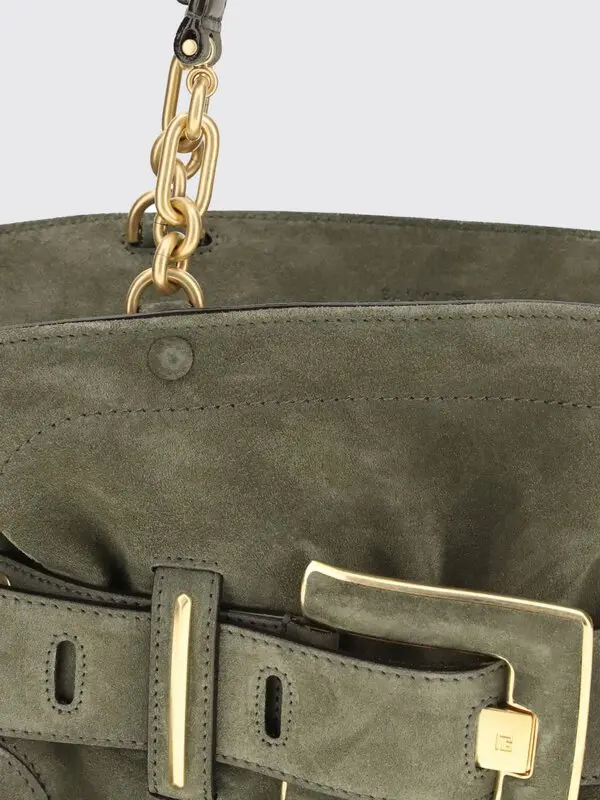 Balmain Anthem Suede Bag - Olive