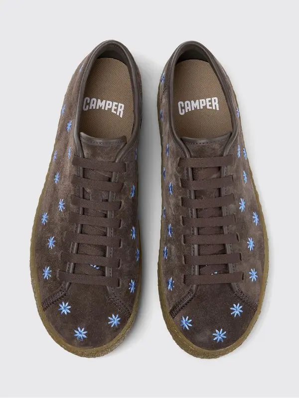 Camper Peu Terreno Suede Sneakers With Floral Embroidery