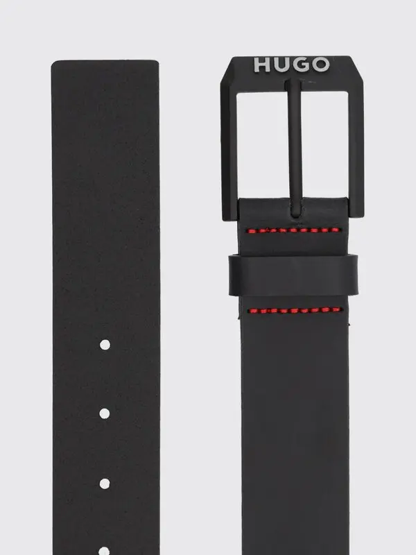 Hugo Smooth Leather Belt With Printed Lettering Logo