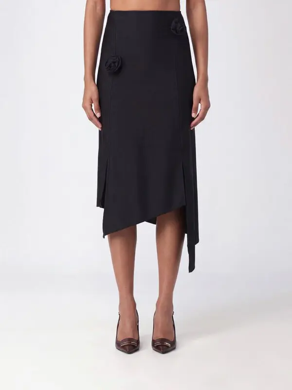 Coperni High-waisted Asymmetric Jersey Midi Skirt With Flower Appliqu