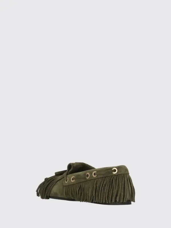 Etro Suede Calfskin Loafers With Fringes And Round Toe - Green