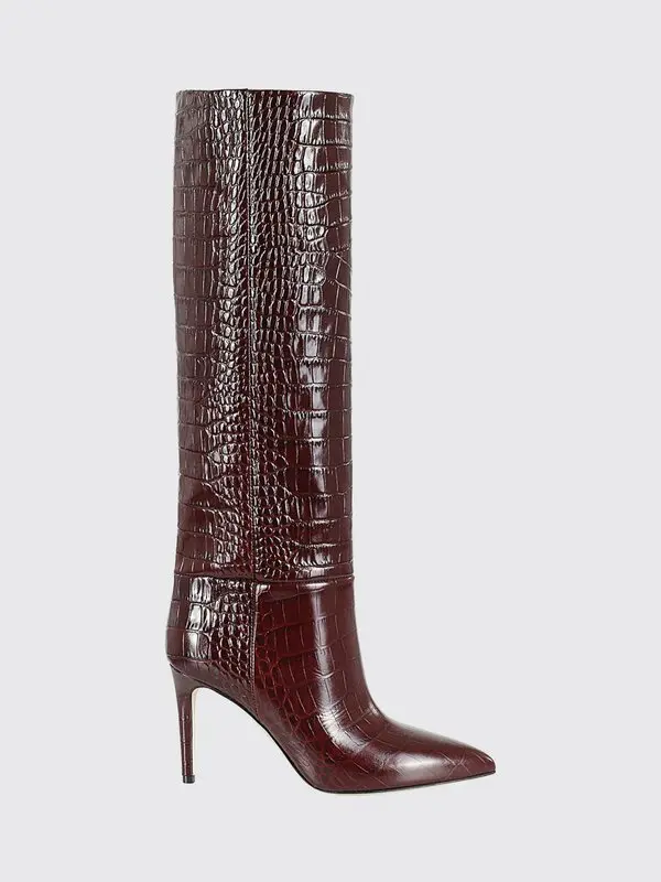 Paris Texas Croc Effect Stiletto Boots - Black