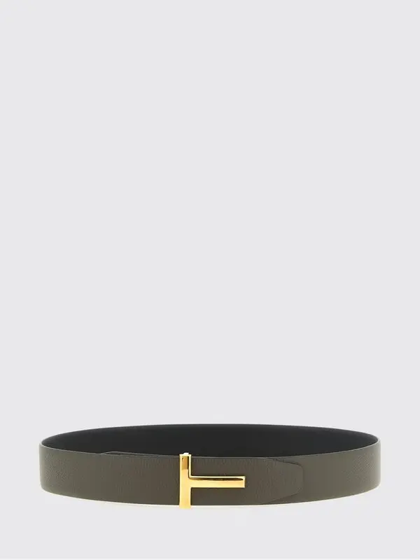 TOM FORD T Icon Reversible Hammered Leather Belt With Monogram Buckle - Multicolor