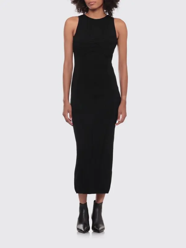 Attico Slim Fit Jersey Sheath Midi Dress - Black