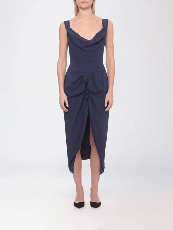 VIVIENNE WESTWOOD Asymmetric Off-the-shoulder Stretch-viscose Bustier Midi Dress