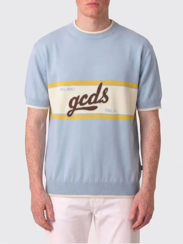 Gcds Crew Neck Jumper In Cotton With Jacquard Logo