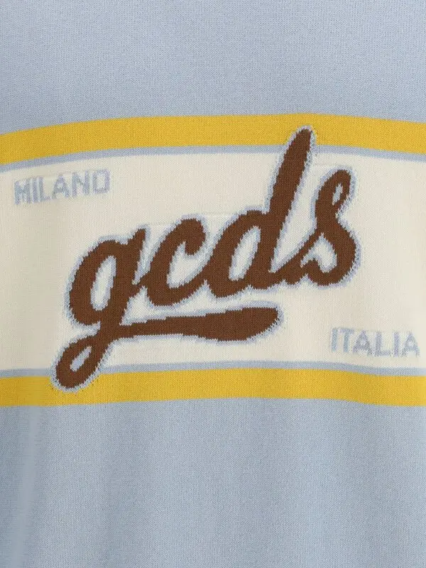 Gcds Crew Neck Jumper In Cotton With Jacquard Logo