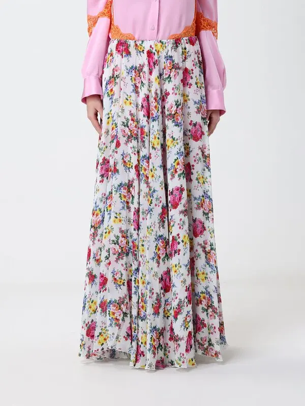MSGM Floral Print Pleated Maxi Skirt