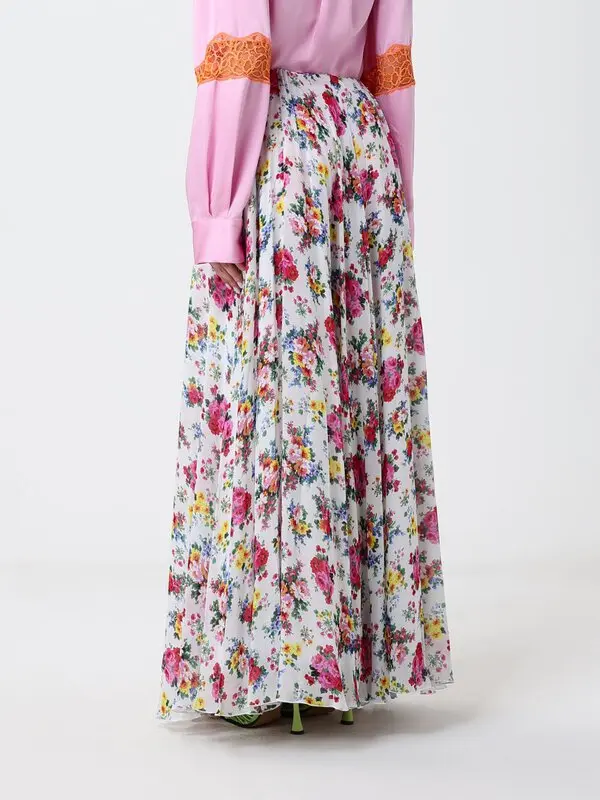 MSGM Floral Print Pleated Maxi Skirt