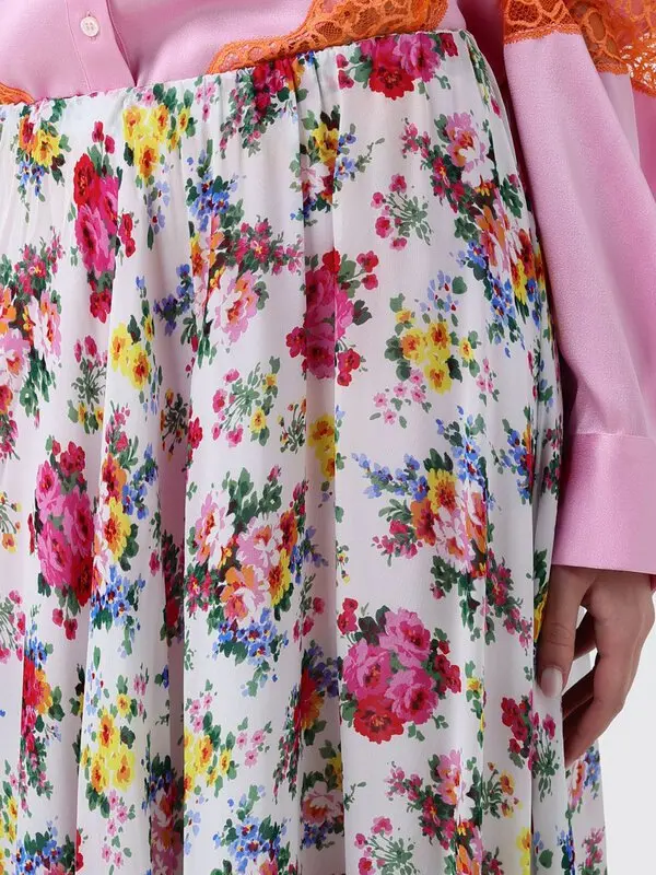 MSGM Floral Print Pleated Maxi Skirt
