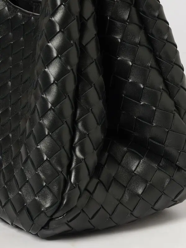 Bottega Veneta Medium Campana Intrecciato Leather Shoulder Bag - Black