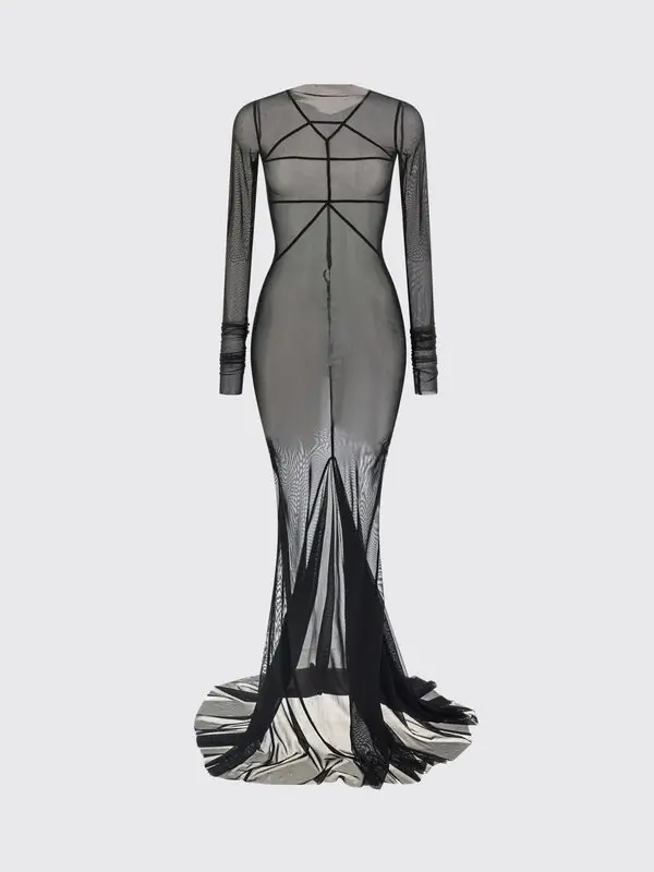 Rick Owens Long-sleeved A-line Jersey Gown With Train