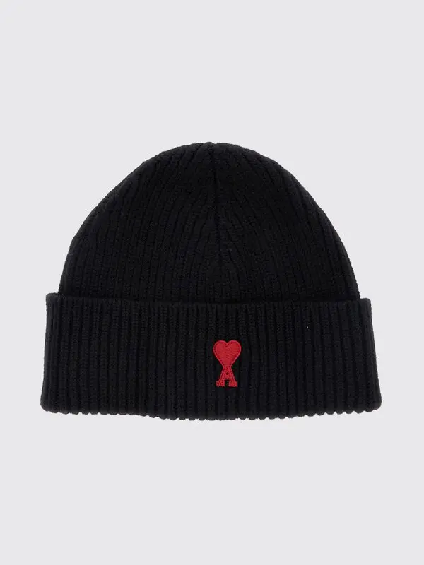 AMI Paris Ribbed Wool Hat - Black
