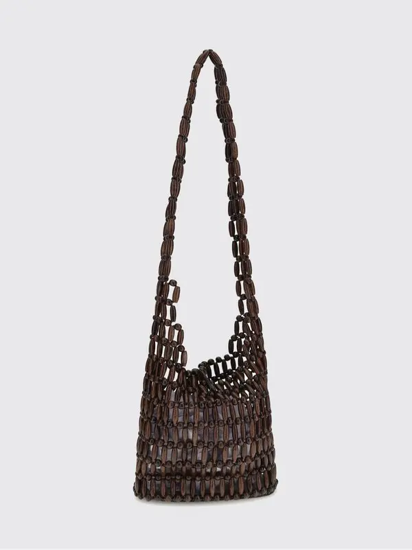Staud Coronado Wooden Net Crossbody Bag With Tie Closure