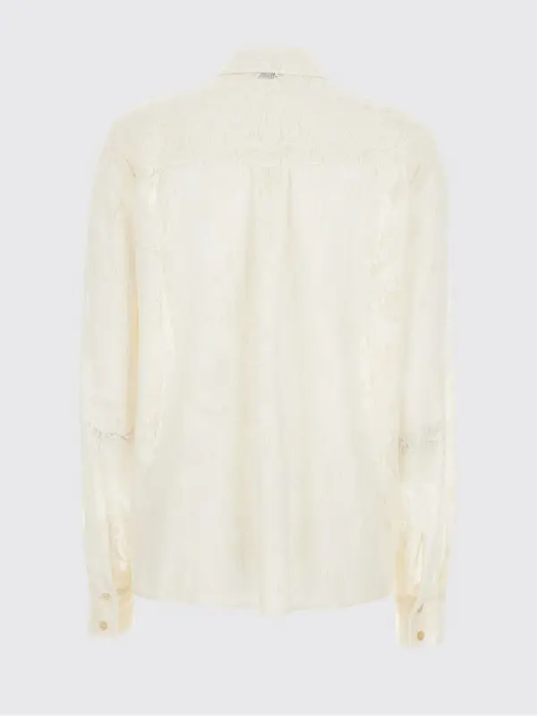 PT TORINO Lace Shirt With French Collar And Concealed Buttoning - White