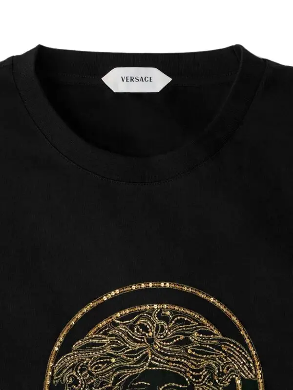 Versace Medusa-embroidery Sequin-embellished T-shirt
