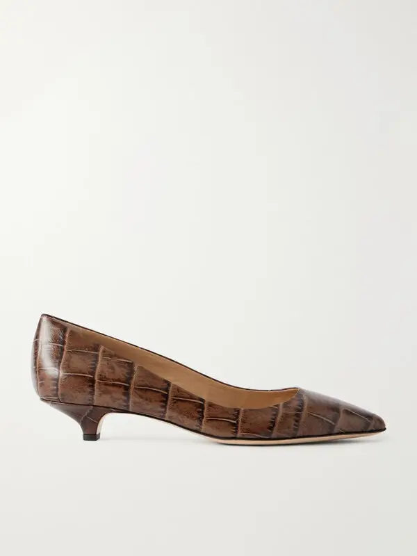 JAMIE HALLER The Kitty Croc-effect Leather Pumps