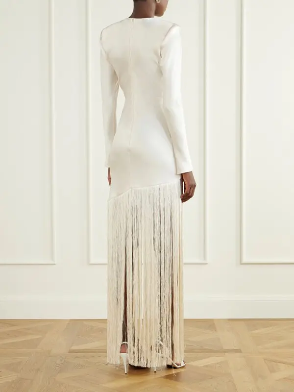 ILKYAZ OZEL Vesper Fringed Satin Gown