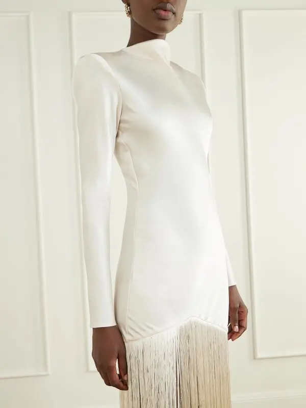 ILKYAZ OZEL Vesper Fringed Satin Gown