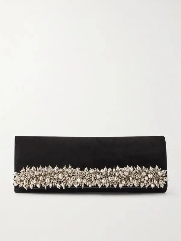 Simkhai River East West Bead-embellished Suede Clutch
