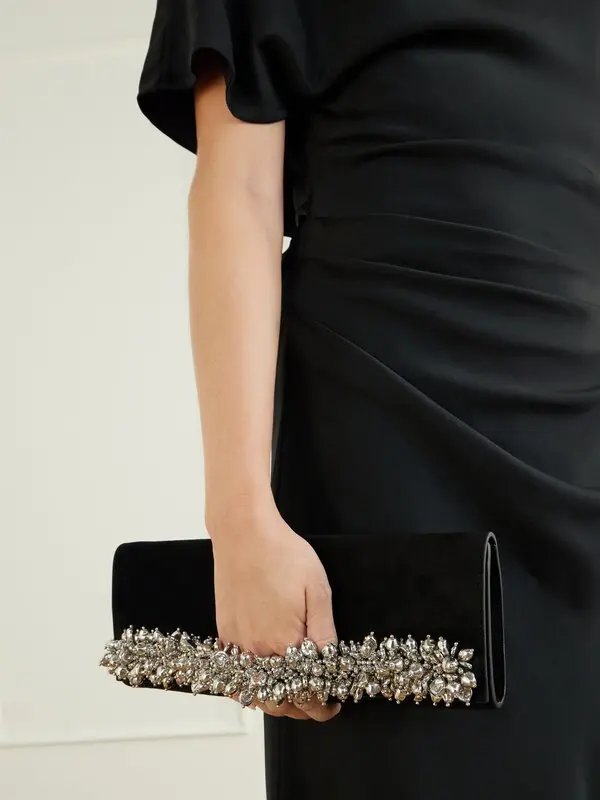 Simkhai River East West Bead-embellished Suede Clutch