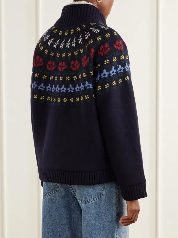 Sea Preston Crochet-trimmed Merino Wool-blend Jacket - Blue