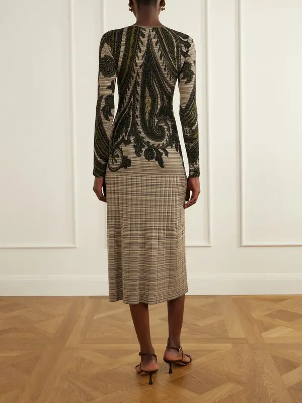 Etro Printed Ribbed-knit Midi Dress