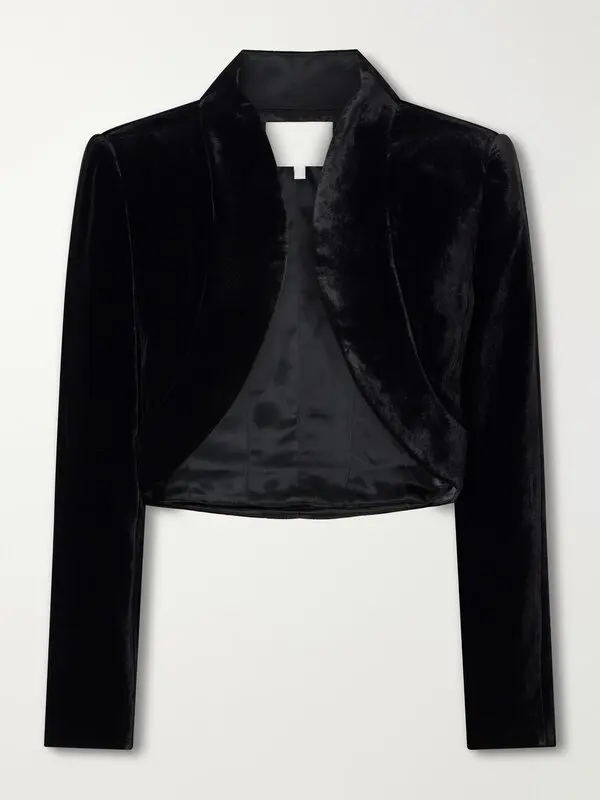 Costarellos Elvie Cropped Velvet Jacket