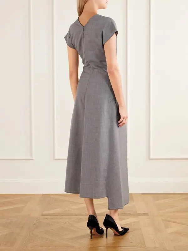Victoria Beckham Aria Gathered Wool Midi Dress