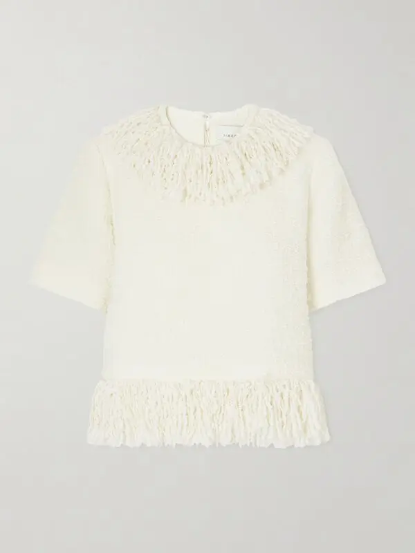 LIBEROWE Fringed Wool-blend Tweed Top