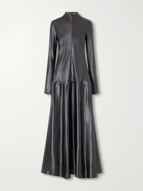 FFORME Mila Textured-satin Turtleneck Maxi Dress