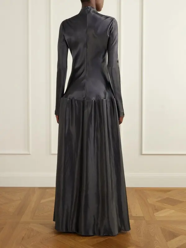 FFORME Mila Textured-satin Turtleneck Maxi Dress