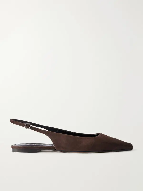 AeydĒ Annora Suede Slingback Flats - Brown