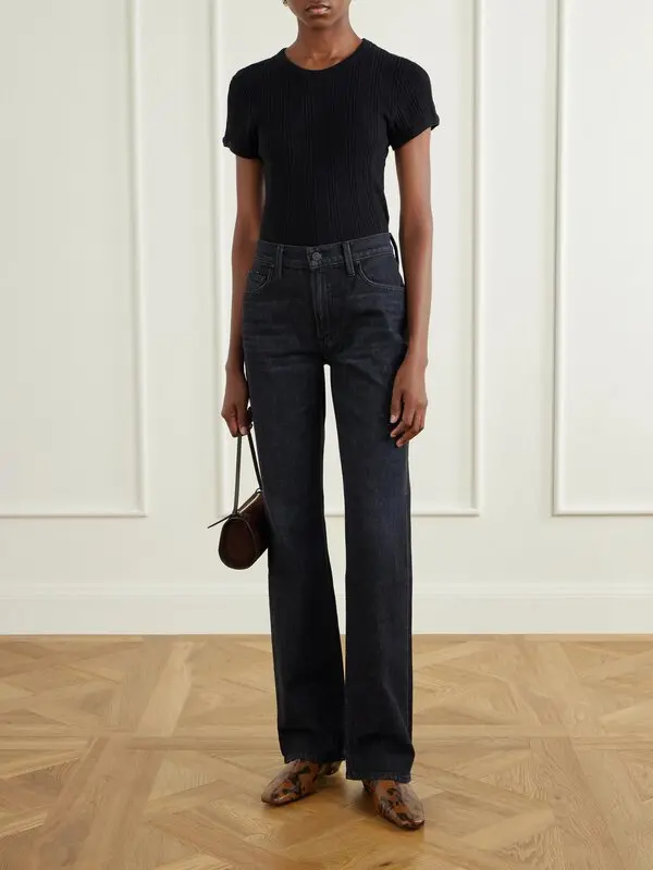 MOTHER The Itty Bitty Ringer Ribbed Cotton-jersey T-shirt - Black
