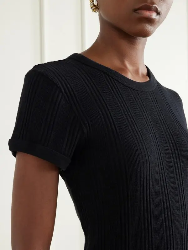 MOTHER The Itty Bitty Ringer Ribbed Cotton-jersey T-shirt - Black