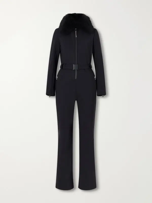 YVES SALOMON Shearling-trimmed Belted Ski Suit