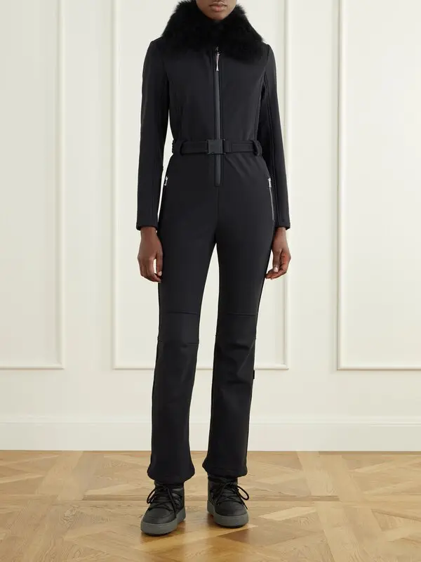 YVES SALOMON Shearling-trimmed Belted Ski Suit