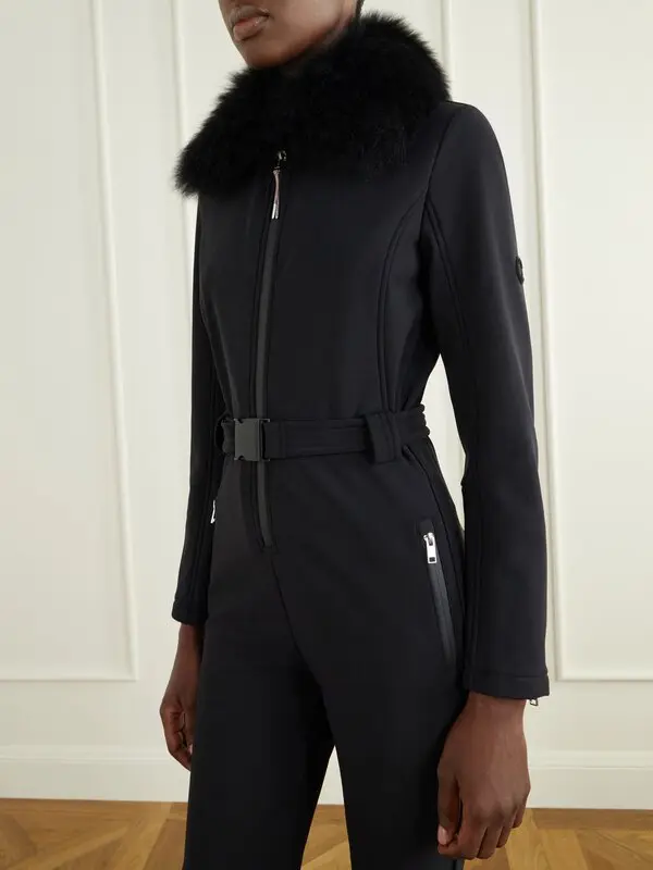 YVES SALOMON Shearling-trimmed Belted Ski Suit