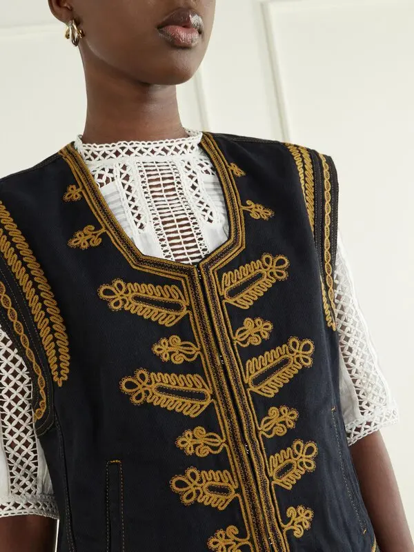MARANT ETOILE Edmee Embroidered Cotton Vest