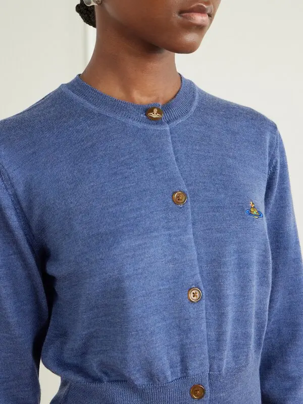 VIVIENNE WESTWOOD Bea Logo-embroidered Wool And Silk-blend Cardigan - Blue
